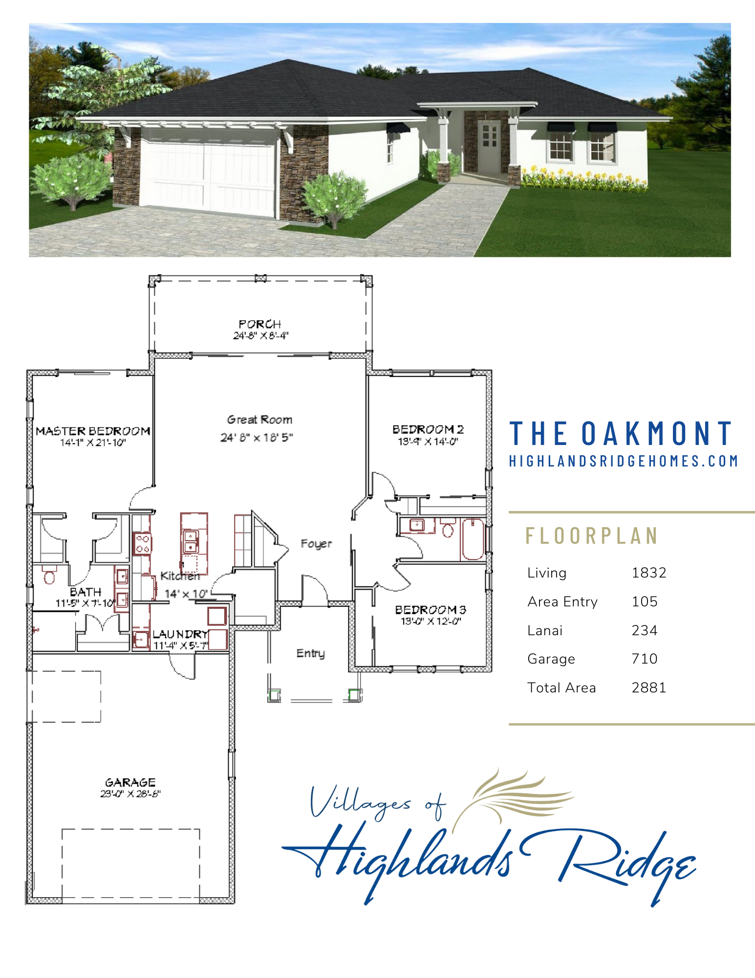 Oakmont Model Home - Villages of Highlands Ridge - Golf Homes
